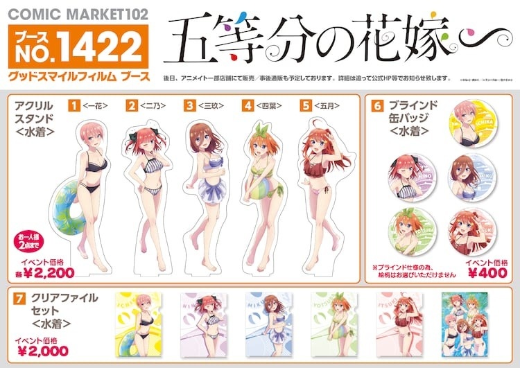 《五等分的新娘∽》電視播出資訊公開！確定參展Comike102，13點起發送美圖扇子 | 遊戲基地 Gamebase