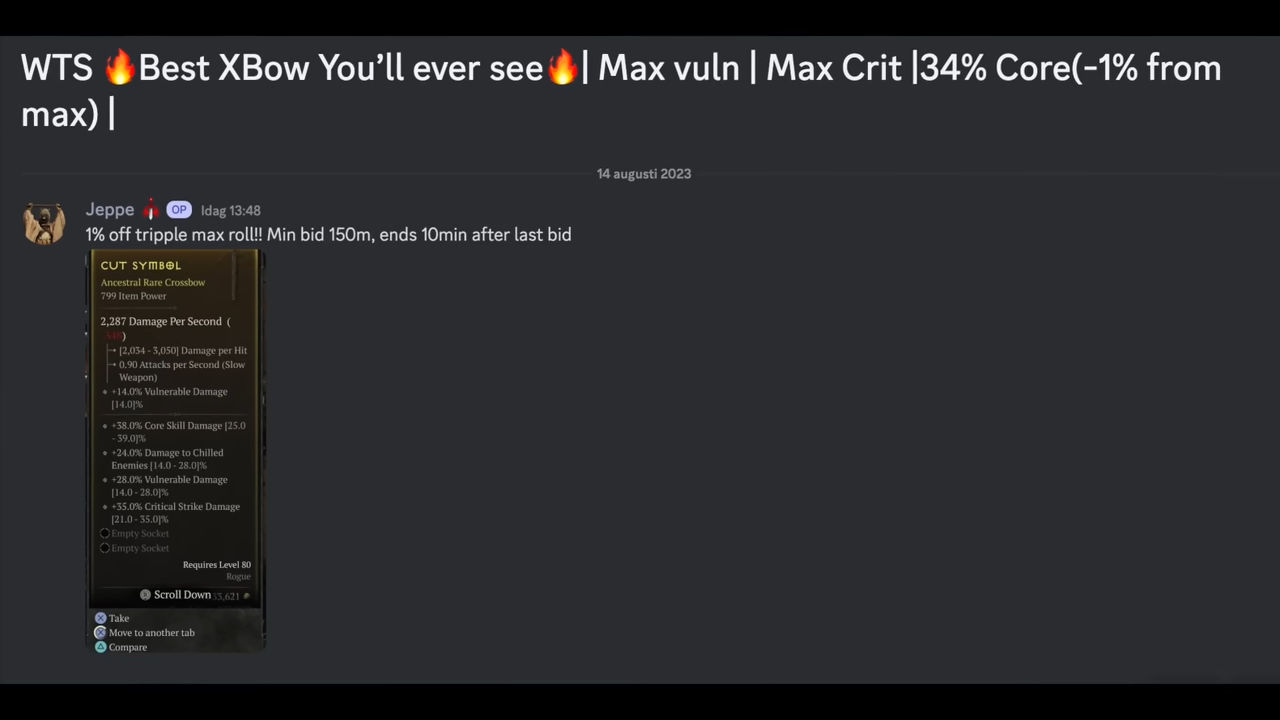 《暗黑破壞神4》在官方因洗錢 bug 關閉交易功能之前，有玩家以 300 億金幣競標成交賣出黃色稀有弩 | 遊戲基地 Gamebase